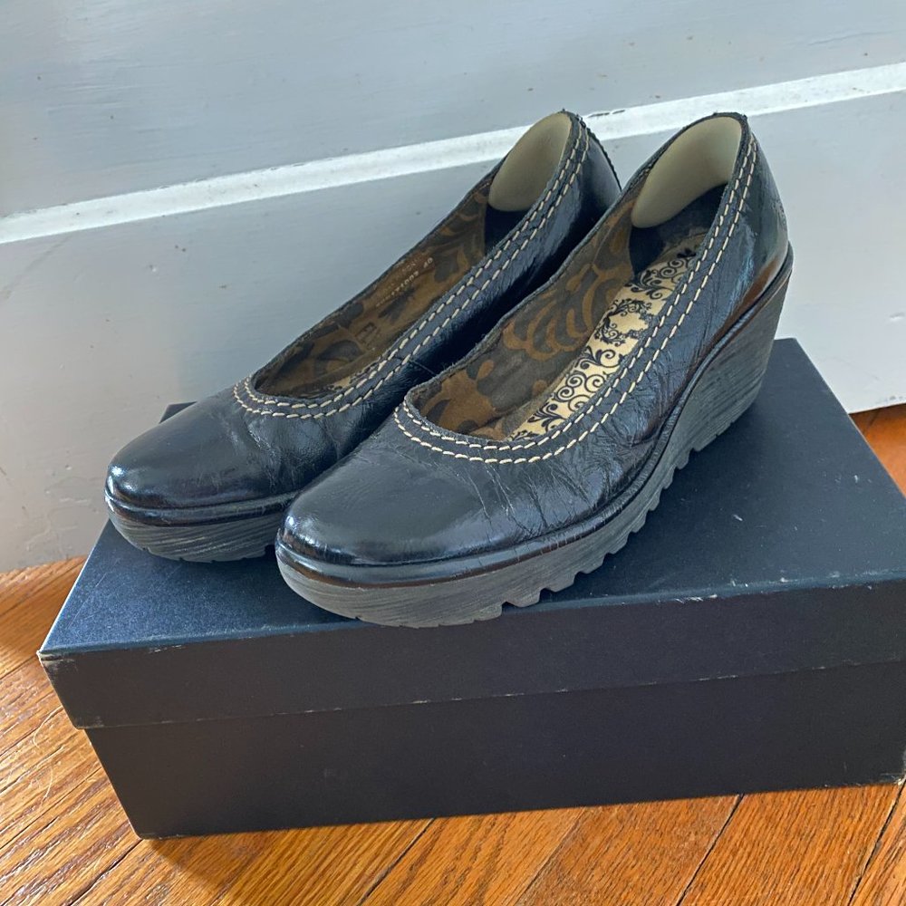 Fly London Yoni Black Patent Leather Womens Shoes Siz… - Gem